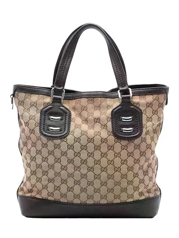 Gucci Gg Canvas Techno Tag Tote - Brown