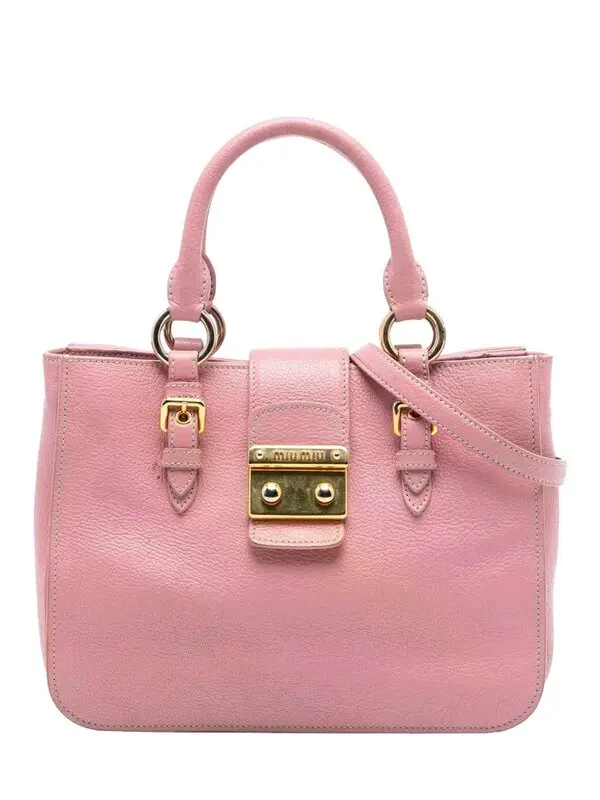 Miu Miu Goatskin Madras Satchel - Pink
