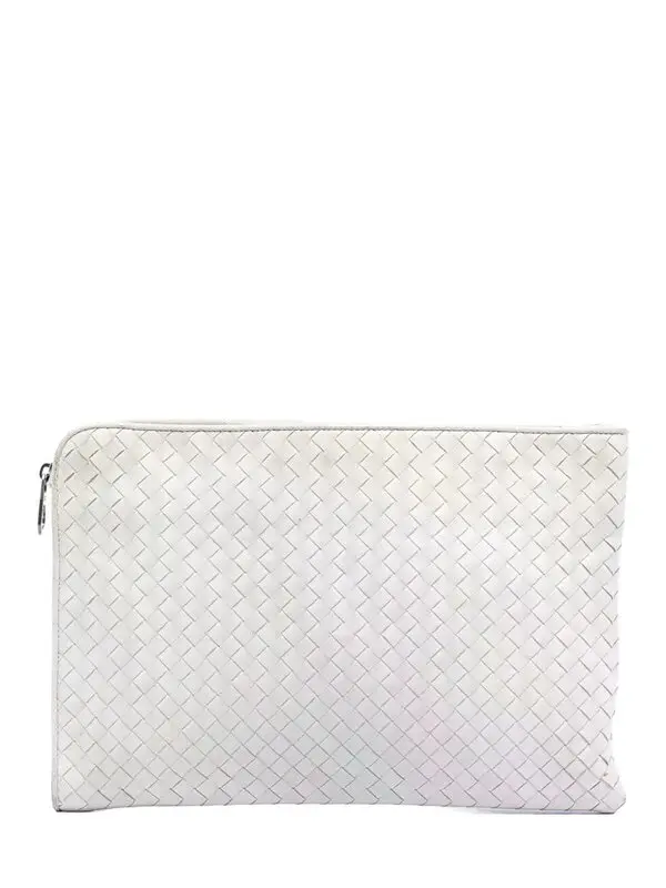 Bottega Veneta Nappa Intercciato Clutch Bag - White