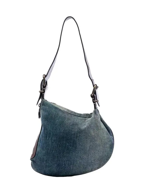 Fendi 2000-2010 Denim Oyster Shoulder Bag - Blue