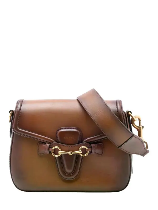 Gucci Lady Web Medium Leather Crossbody Bag - Brown