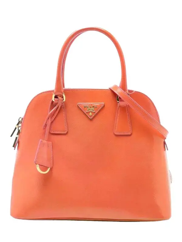 Prada Small Saffiano Vernice Promenade Satchel - Orange