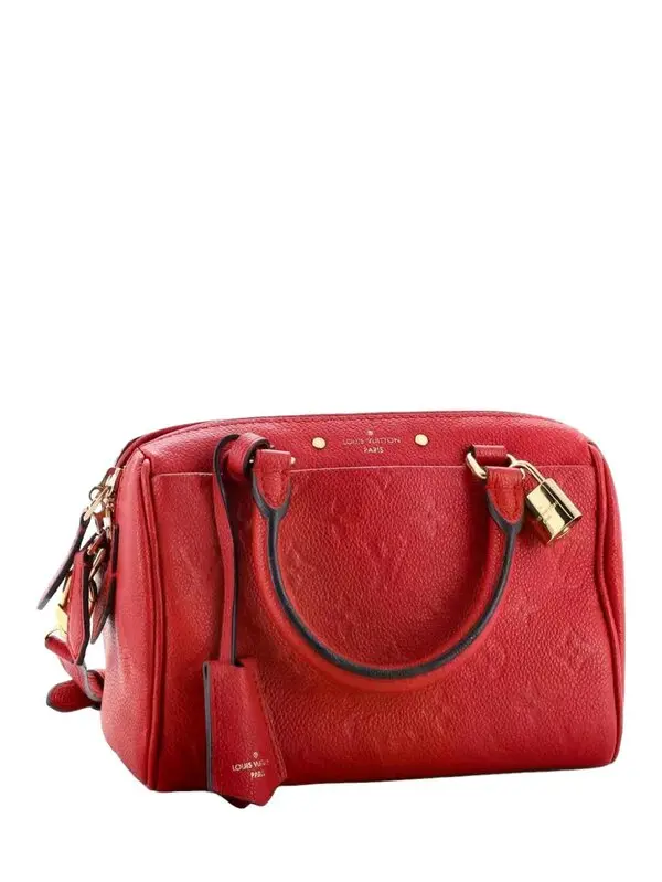 LOUIS VUITTON Speedy Bandouliere Nm Monogram Empreinte Leather 20 Satchel - Red