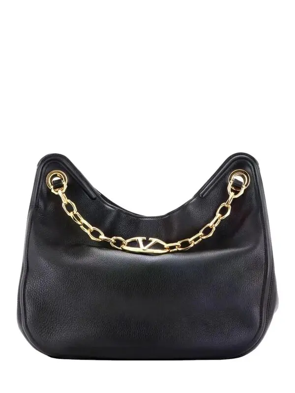 Valentino Garavani Vlogo Moon Leather Medium Tote Bag - Black