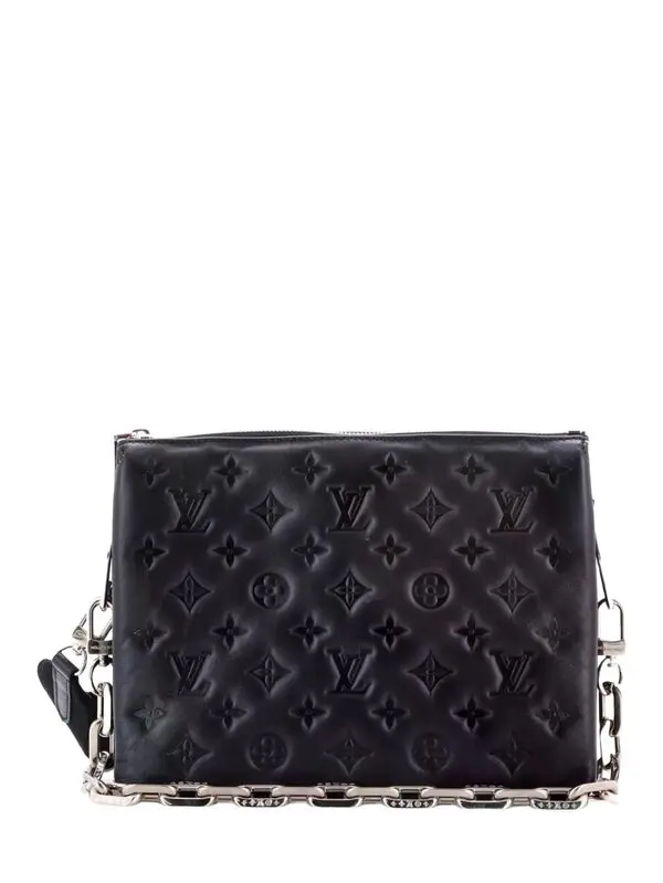 LOUIS VUITTON Coussin Pm Crossbody Bag Monogram Embossed Lambskin - Black