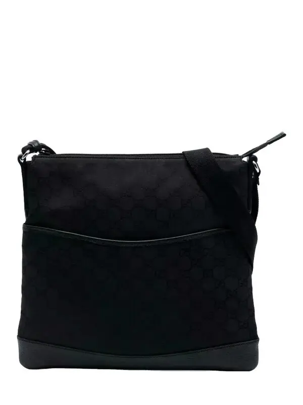 Gucci Gg Canvas Flat Messenger Crossbody Bag - Black