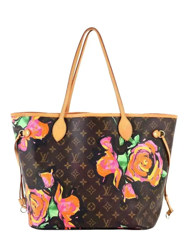 LOUIS VUITTON Neverfull Limited Edition Monogram Roses Mm Tote Bag - Brown