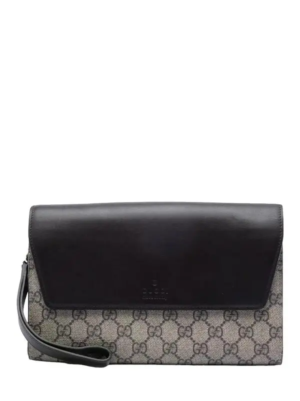 Gucci Gg Supreme Coated Canvas Clutch - Brown