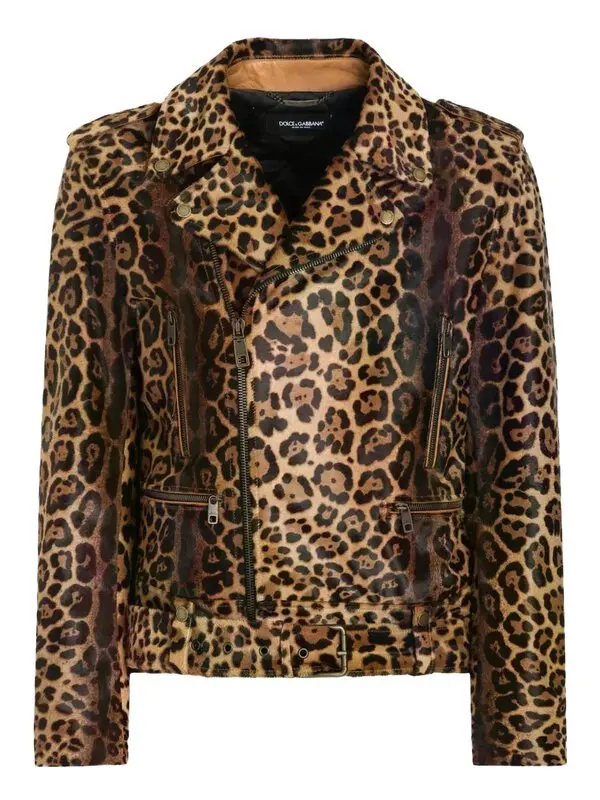 Dolce & Gabbana Leopard-print Zipped Jacket - Brown
