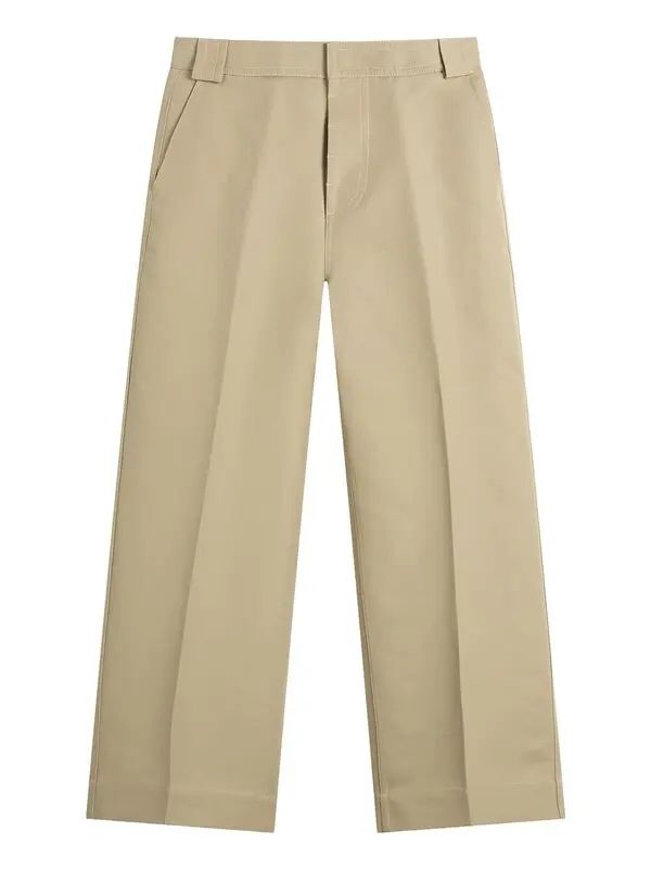 Ami Baggy Cotton Gabardine Trousers - Beige Taupe
