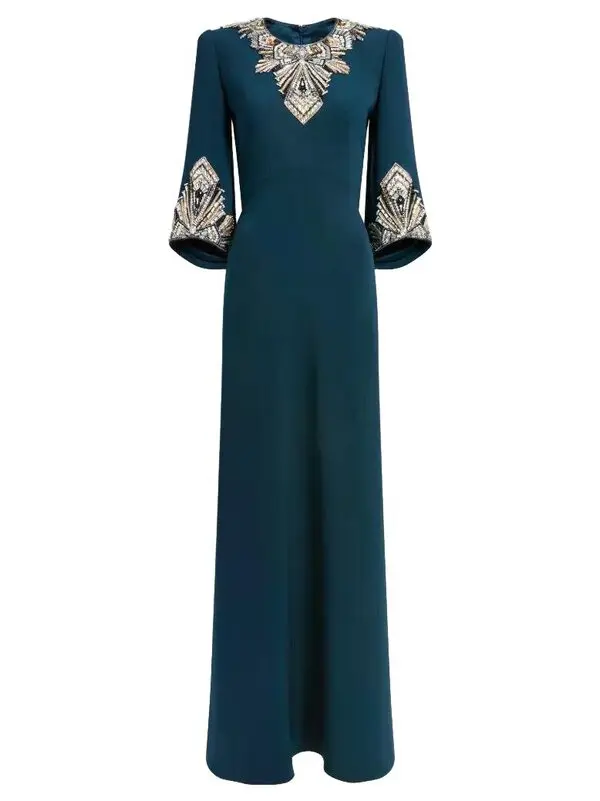 Jenny Packham Ice Cascade Embellished Gown - Blue