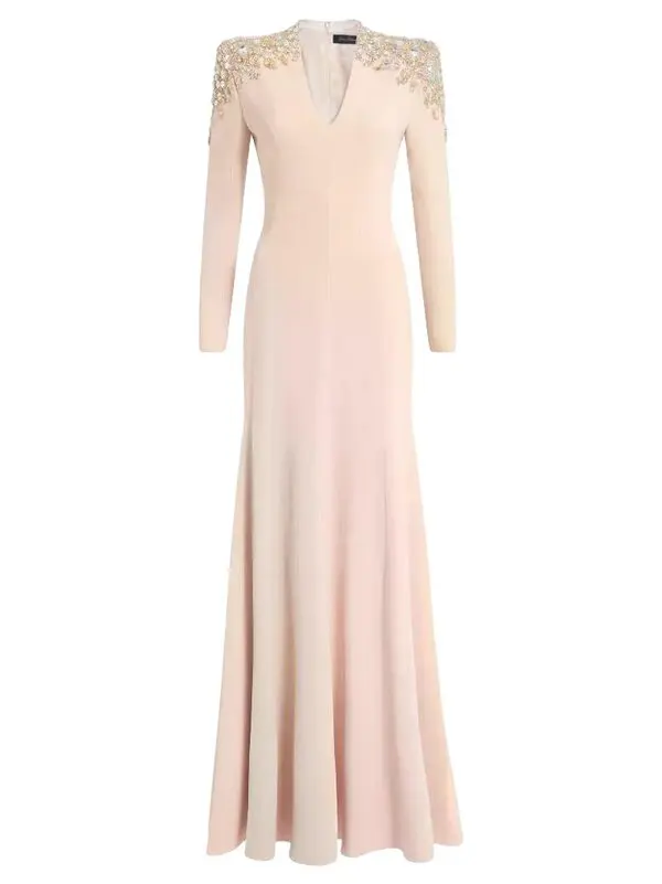 Jenny Packham Nila Beaded V-neck Maxi Dress - Pink