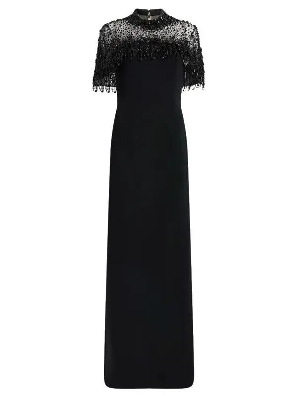 Jenny Packham Livia Beaded Embellished Maxi Dress - Black