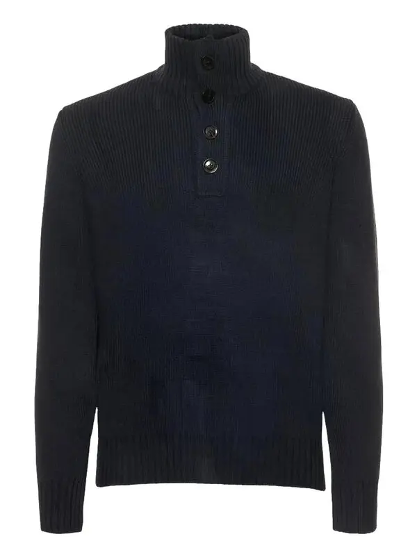 TOM FORD Button High-collar Sweater - Blue