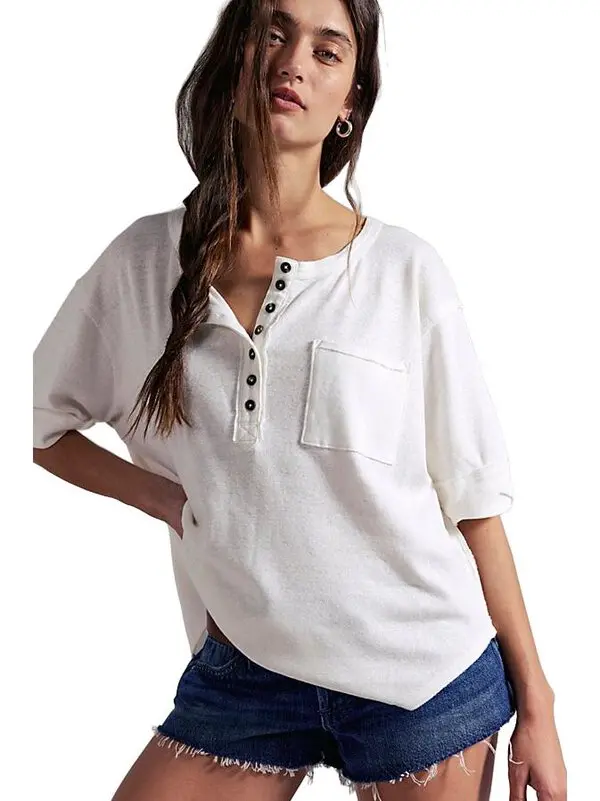 Free People We The Free Aspen Henley Tee - Clean Ivory