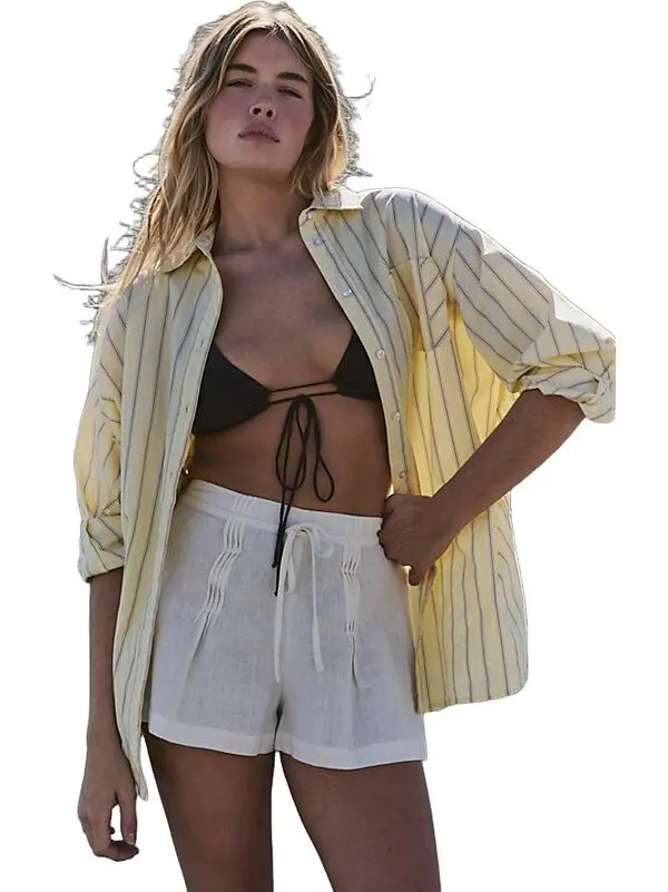 Free People Bailey Linen Shorts - Moonglow