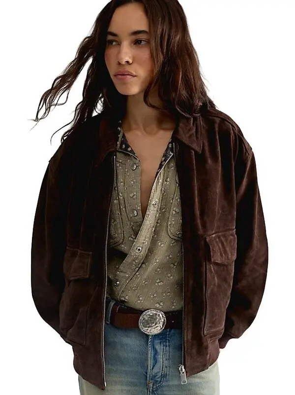 Citizens Of Humanity Vivienne Suede Bomber Jacket - Deep Chocolate