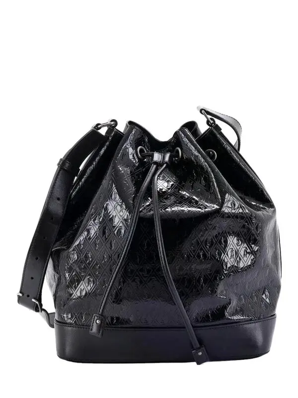 Saint Laurent Le Monogramme All Over Embossed Leather Medium Bucket Bag - Black
