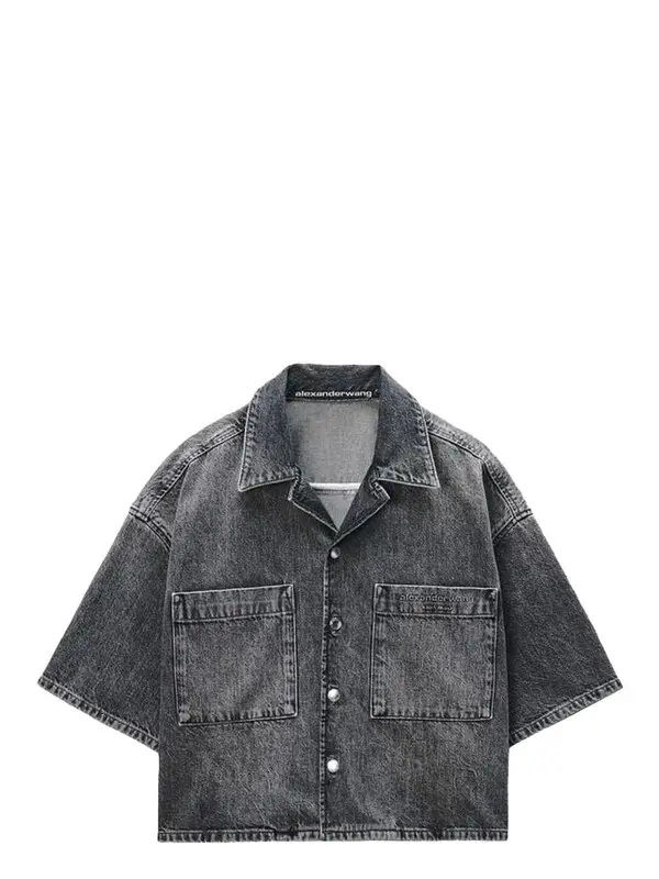Alexander Wang Cropped Cotton Shirt - Grey