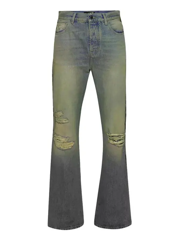 Amiri Patchwork Ripped Bootcut Jeans - Blue