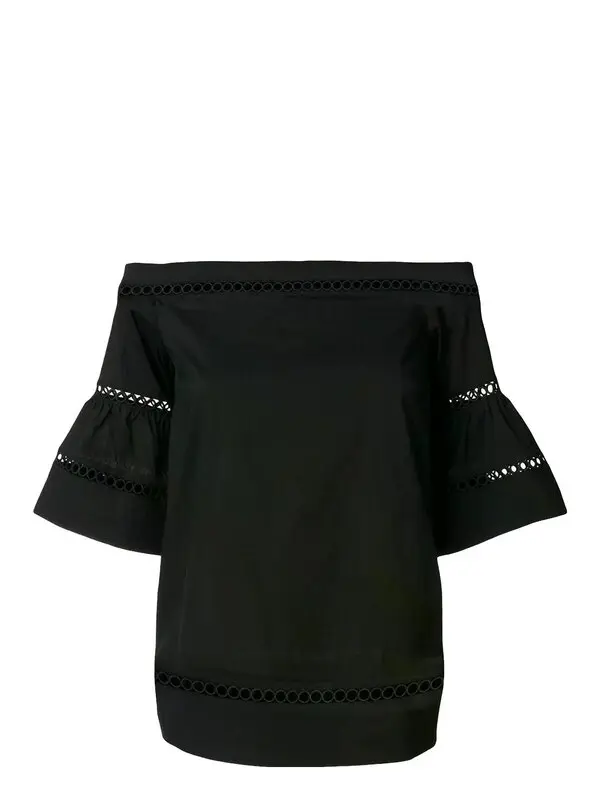 Michael Kors Embroidered Off-shoulder Top - Black