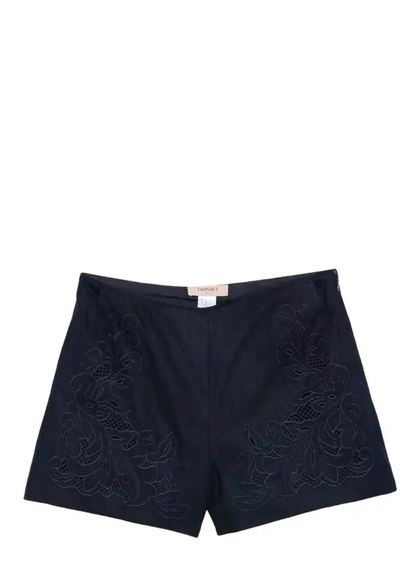 TWINSET Embroidered Mini Shorts - Blue