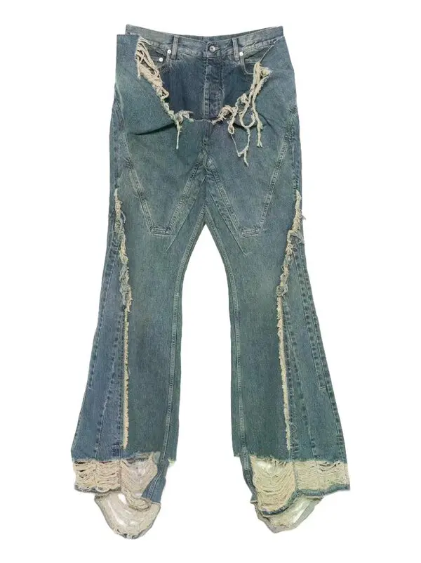 Rick Owens Distressed Flared Jeans - Blue
