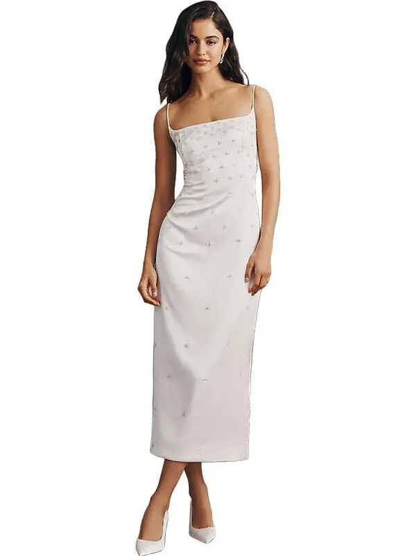 Bhldn Deco Bombshell Midi Dress - White Dahlia