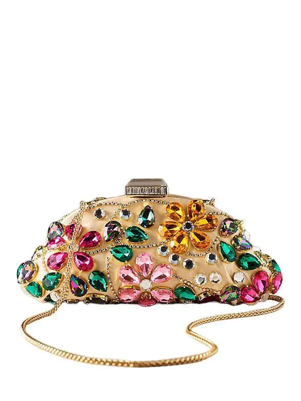 Badgley Mischka Jewel Embellished Floral Clutch - Multi Floral