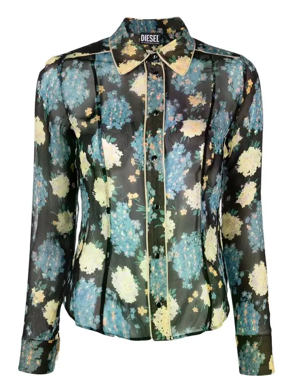 DIESEL® Floral-print Shirt - Black