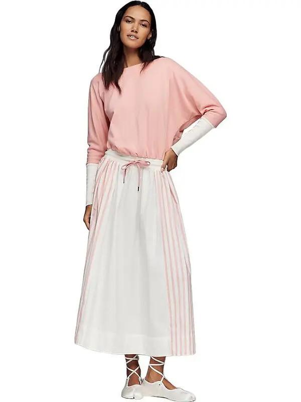DAILY PRACTICE BY ANTHROPOLOGIE Twofer Long-sleeve Maxi Dress - White & Mesa Pink