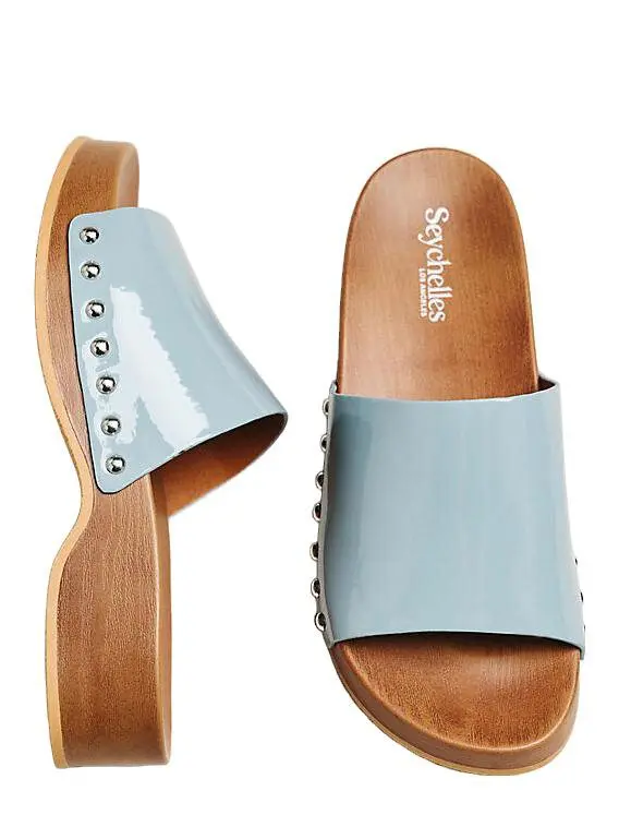 Seychelles Wood Bottom Slide Sandals - Blue