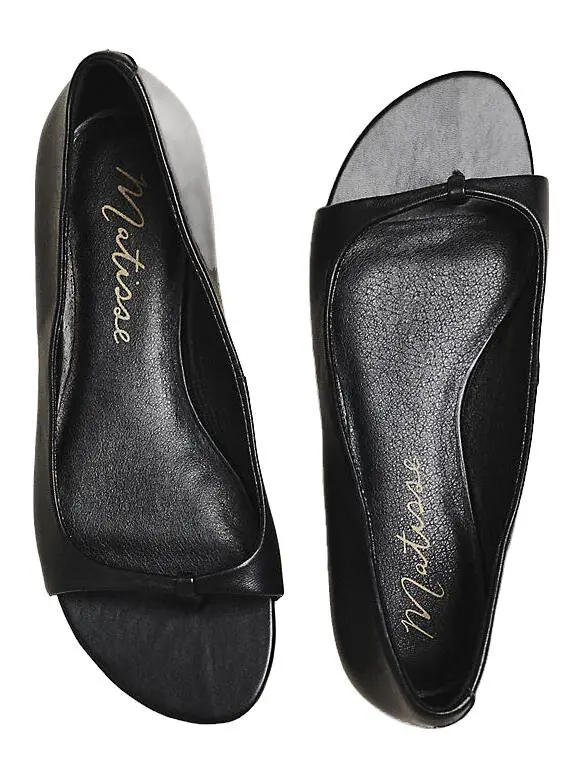 Matisse Neptune Open-toe Bow Flats - Black
