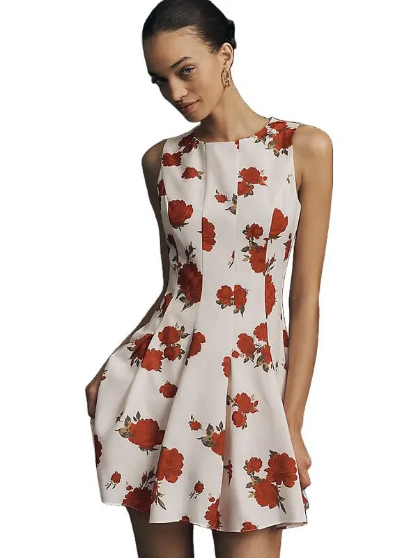 RAISONNEL Floral A-line Mini Dress - White Floral