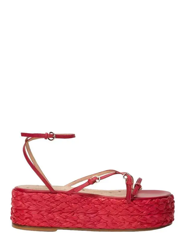 Red Valentino Platform Espadrille Sandals - Red