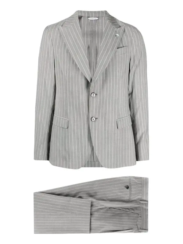 MANUEL RITZ Pinstripe-pattern Single-breasted Suit - Grey