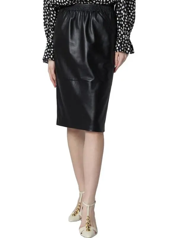 Chloé Pencil Skirt In Nappa Leather - Black