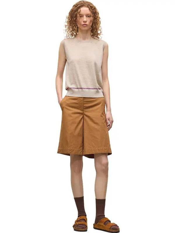 Johnstons Of Elgin Brae Merino Sleeveless Tank - Natural