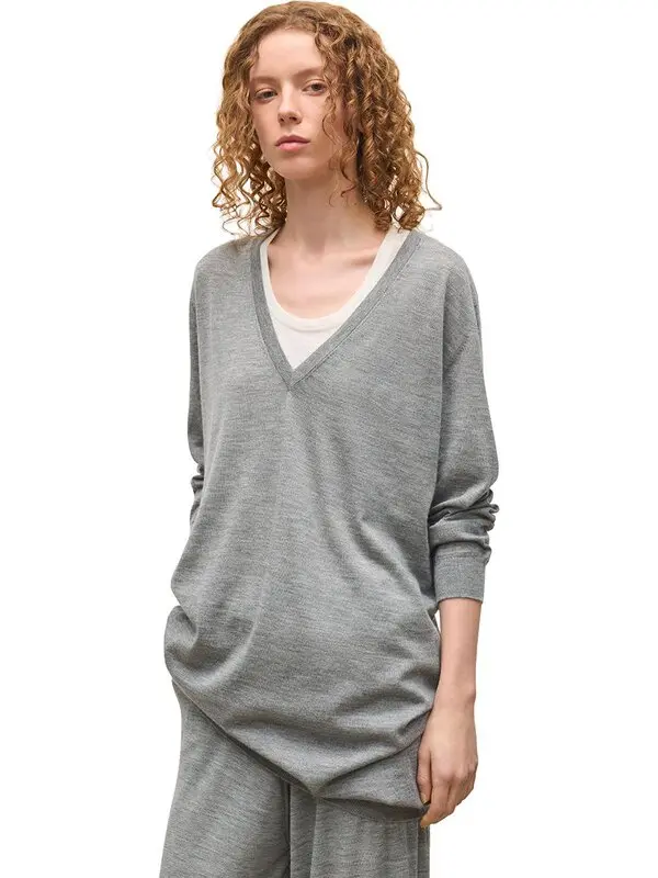 Johnstons Of Elgin Elise Long Superfine Cashmere Jumper - Grey