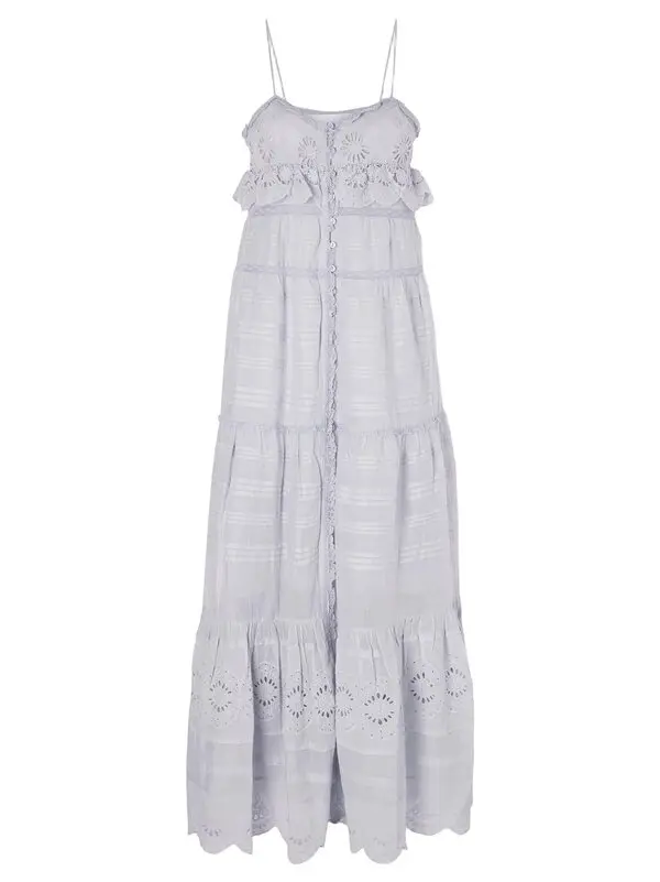 MARANT ETOILE Paule Broderie Anglaise Cotton Maxi Dress - Blue