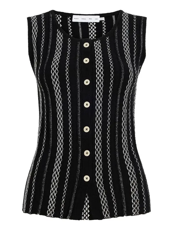 Proenza Schouler Alyna Vest In Textured Knit - Black/white