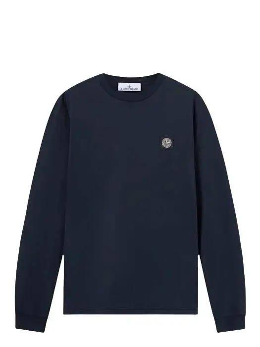 Stone Island 60/2 Cotton Jersey Compass Patch Long Sleeve T-shirt - Navy Blue
