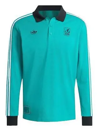 Adidas Liverpool Fc Terrace Icons Long Sleeve Polo Shirt - Sea Green