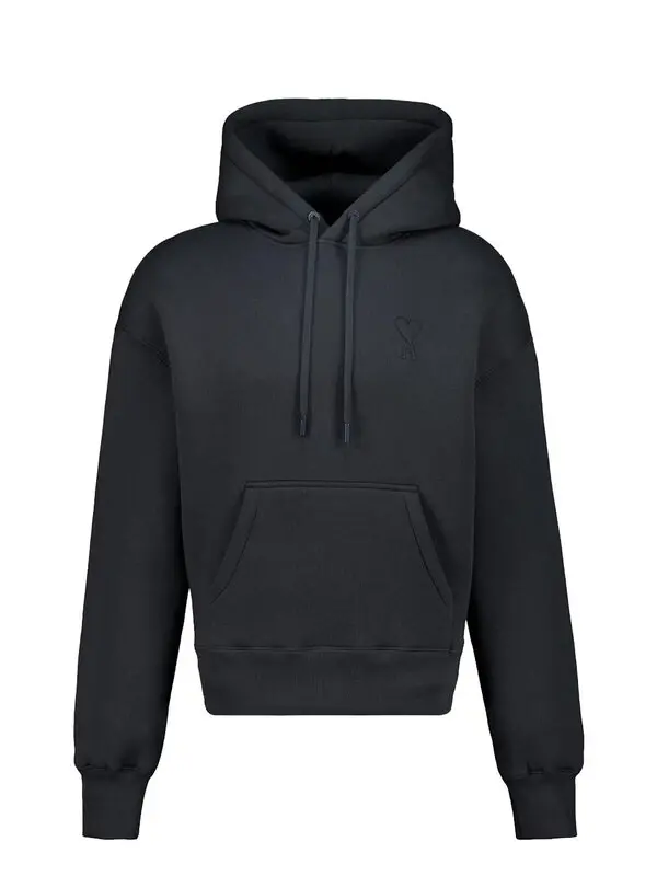 Ami Embossed Logo Hooded Sweatshirt - Grey