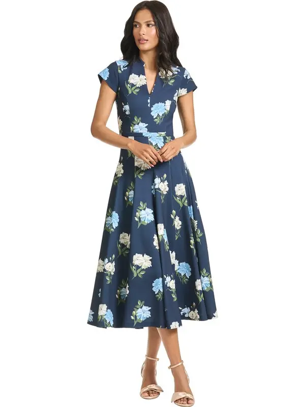 Sachin & Babi Jasmeen Printed Stretch Crepe Dress - Maritime Corsage
