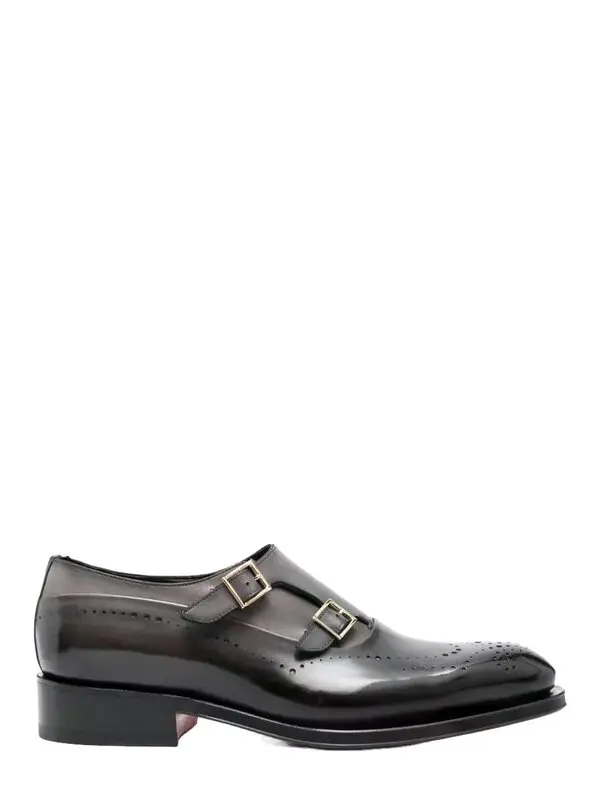 Santoni Buckle-detail Monk Shoes - Grey