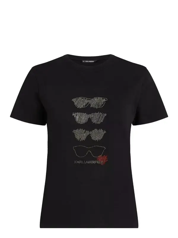 Karl Lagerfeld Rhinestone Sunglasses T-shirt - Black