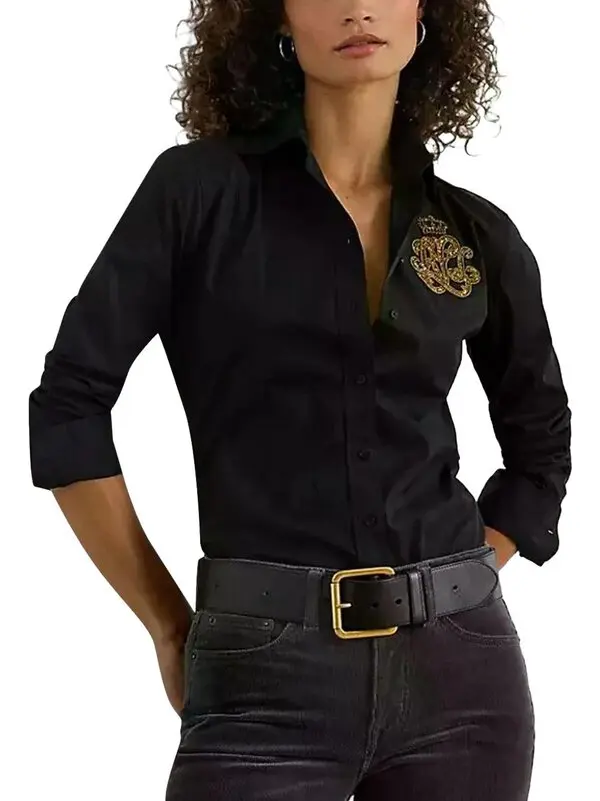 Ralph Lauren Embellished Long-sleeve Shirt - Black