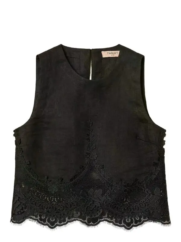 TWINSET Lace-detail Top - Black
