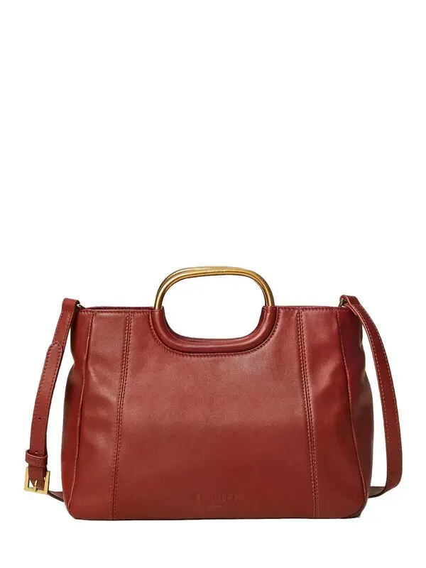 TWINSET Embossed-logo Leather Tote - Red